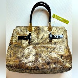 Gianni Bini | Bags | Gianni Bini Alanna Satchel Black Gold Nwt | Poshmark